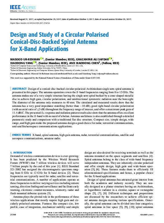 (PDF) Design and Study of a Circular Polarised Conical-Disc-Backed ...