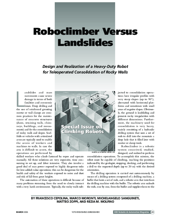 (PDF) Roboclimber versus landslides: design and realization of a heavy-duty robot for ...