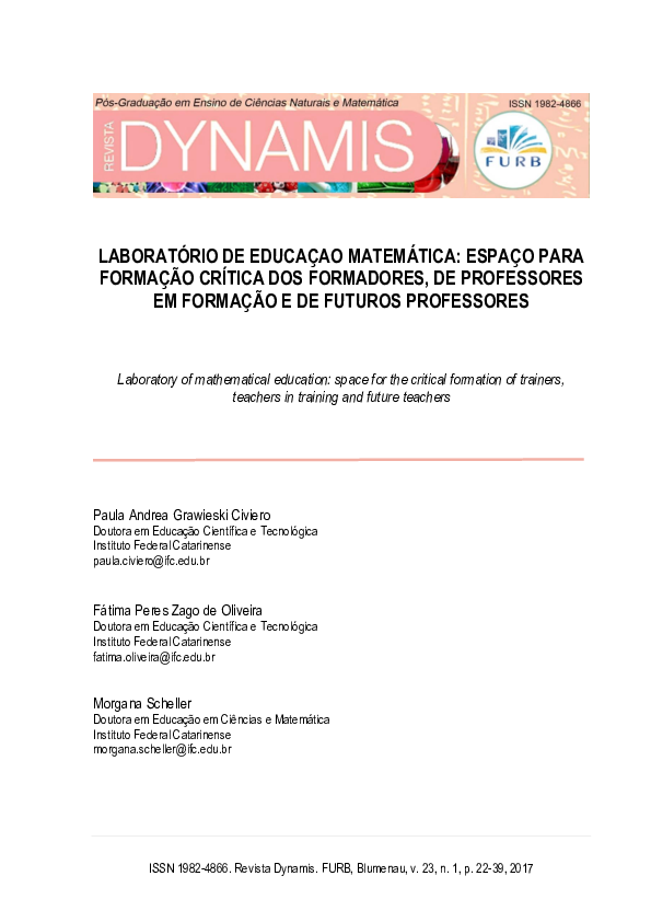 (PDF) Laboratório De Educaçao Matemática: Espaço Para Formação Crítica ...