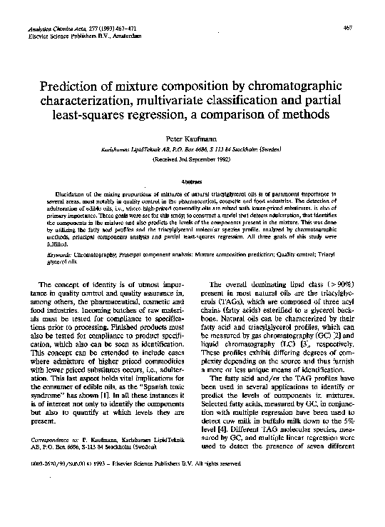(PDF) Prediction of mixture composition by chromatographic ...