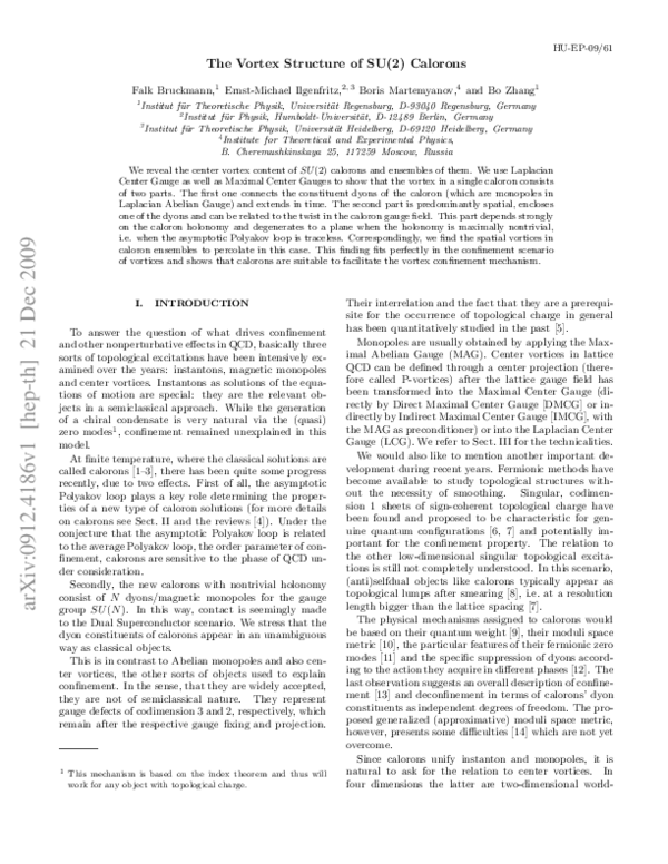 (PDF) Vortex structure of SU(2) calorons | Ernst-michael Ilgenfritz - Academia.edu
