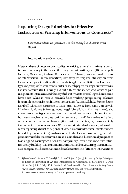 (PDF) Reporting Design Principles for Effective Instruction of Writing ...