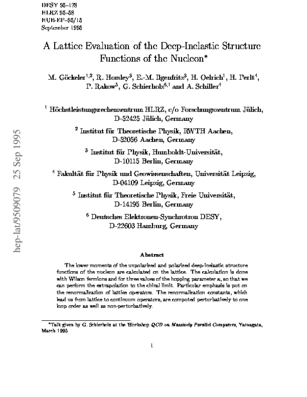 (PDF) A Lattice Evaluation of the Deep-Inelastic Structure Functions of the Nucleon