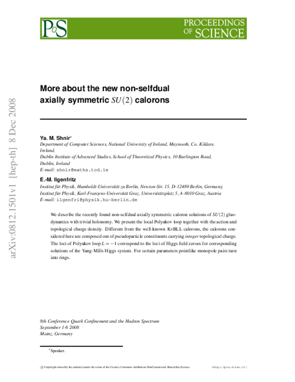 (PDF) More about the new non-selfdual axially symmetric SU(2) calorons
