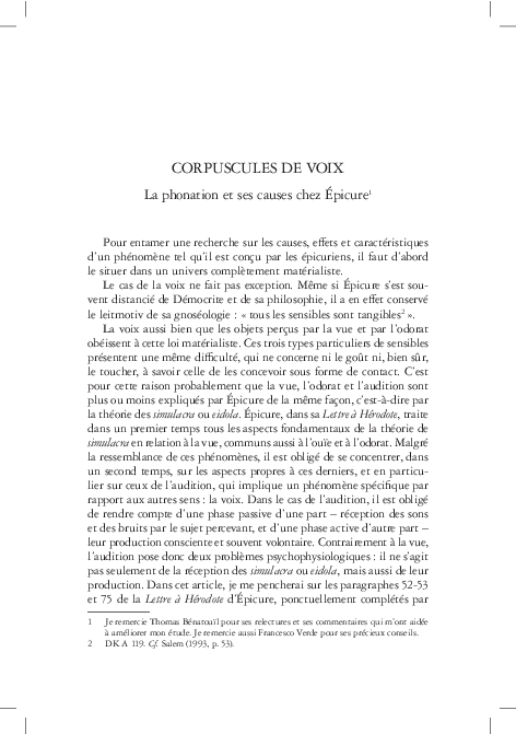 (PDF) Corpuscules de voix : la phonation et ses causes chez Épicure