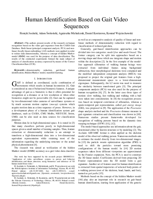 (PDF) Human Identification Based on Gait Video Sequences