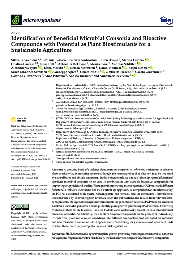 (PDF) Identification of Beneficial Microbial Consortia and Bioactive ...