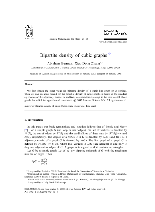 (PDF) Bipartite density of cubic graphs