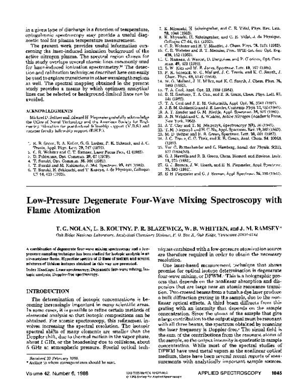 (PDF) Low-Pressure Degenerate Four-Wave Mixing Spectroscopy with Flame ...