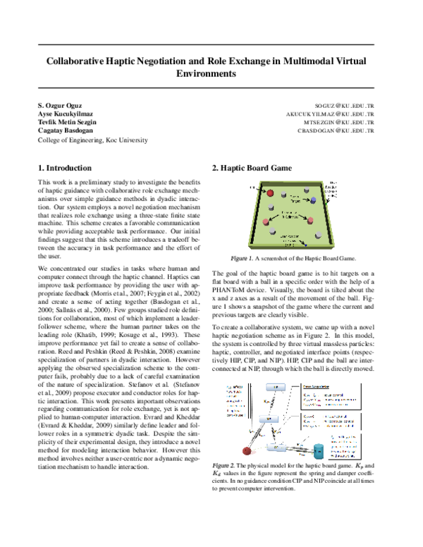 (PDF) Collaborative Haptic Negotiation and Role Exchange in Multimodal Virtual Environments ...