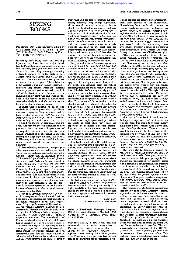 (PDF) Paediatric Day Case Surgery