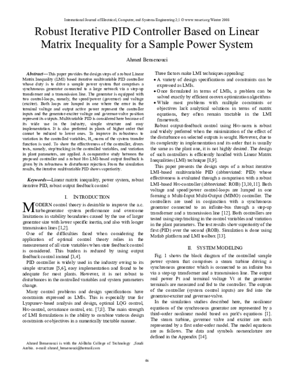 Pdf Robust Iterative Pid Controller Based On Linear Matrix Inequality