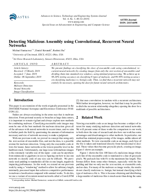 (PDF) Detecting Malicious Assembly using Convolutional, Recurrent ...