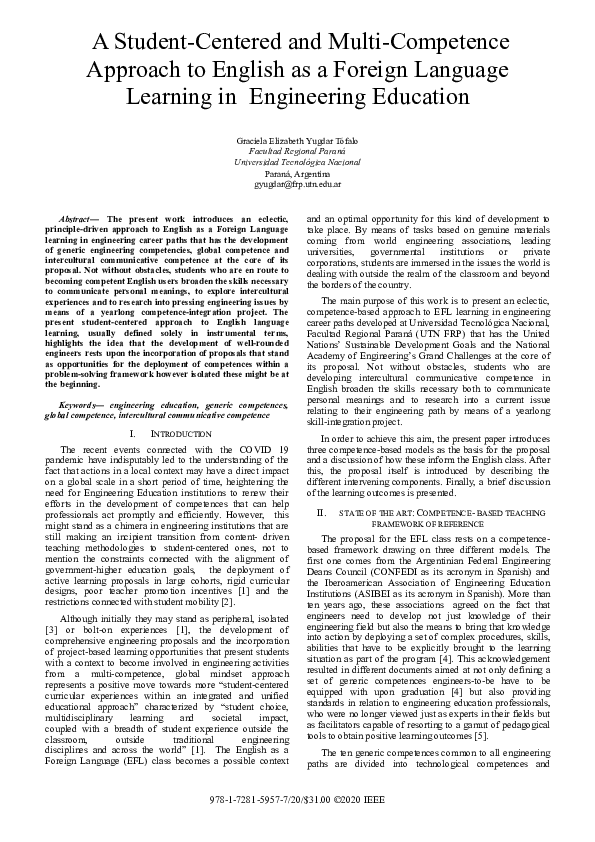 (PDF) A Student-Centered and Multi-Competence Approach to English as a ...