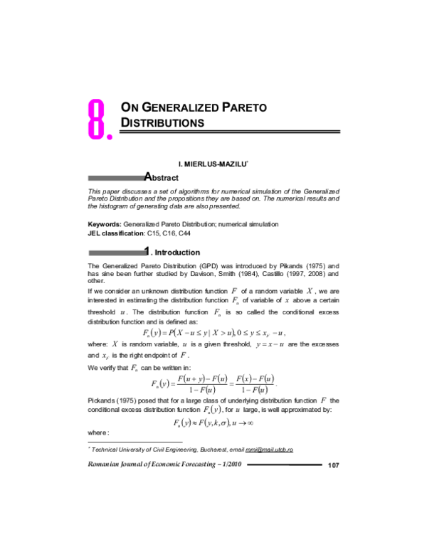 (PDF) On Generalized Pareto Distributions
