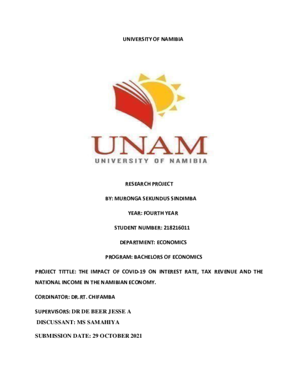 (PDF) UNIVERSITY OF NAMIBIA RESEARCH PROJECT