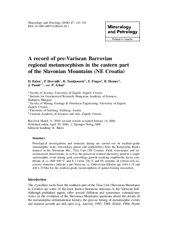 (PDF) A record of pre-Variscan Barrovian regional metamorphism in the ...
