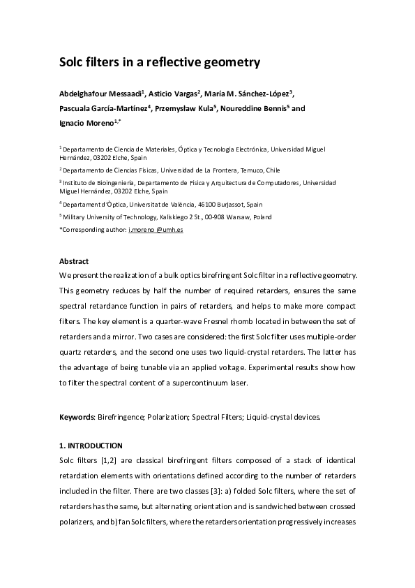(PDF) Solc filters in a reflective geometry