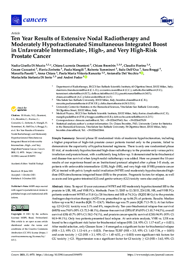 (PDF) Ten Year Results of Extensive Nodal Radiotherapy and Moderately ...