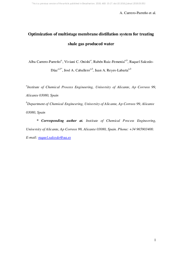 (PDF) Optimization of multistage membrane distillation system for ...