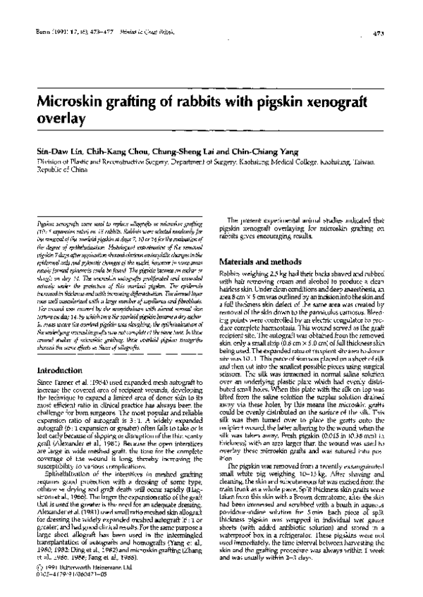 (PDF) Microskin grafting of rabbits with pigskin xenograft overlay