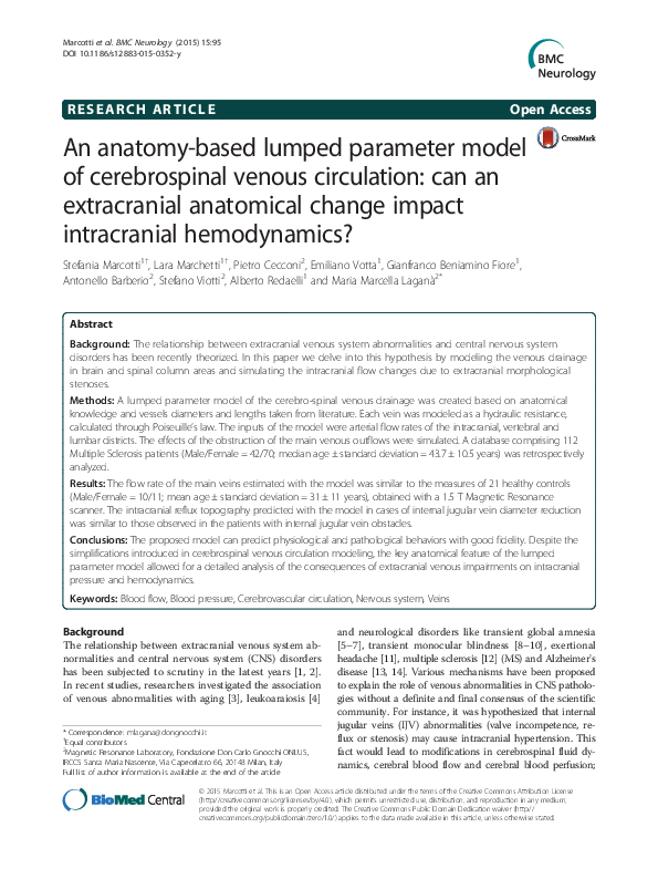 (PDF) An anatomy-based lumped parameter model of cerebrospinal venous ...