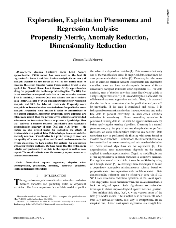 Pdf Exploration Exploitation Phenomena And Regression Analysis