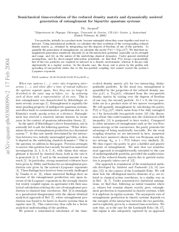 (PDF) Semiclassical Time Evolution of the Reduced Density Matrix and Dynamically Assisted ...