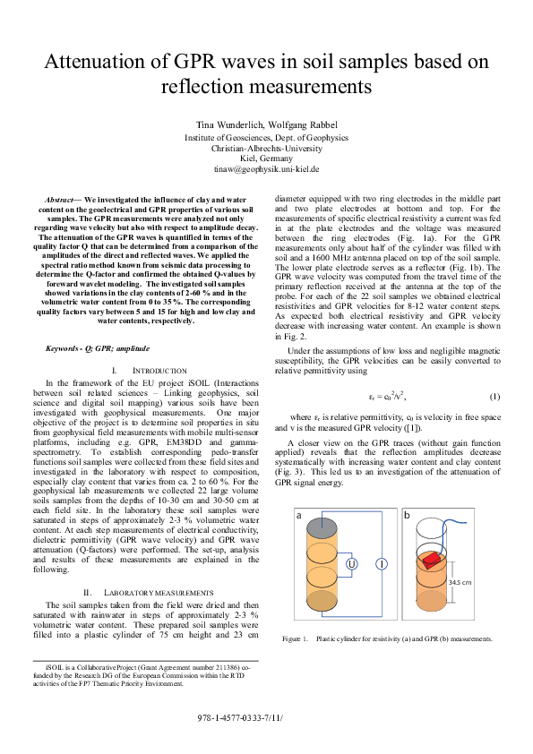 (PDF) Attenuation of GPR waves in soil samples based on reflection ...
