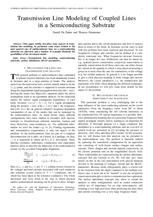 (PDF) Modeling Coupled Transmission Lines in Semiconductors