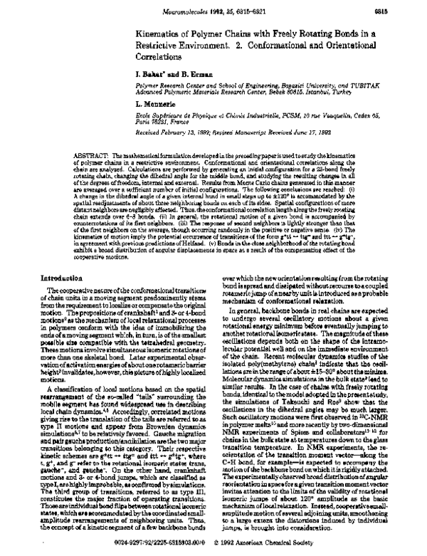 (PDF) Kinematics of polymer chains with freely rotating bonds in a ...