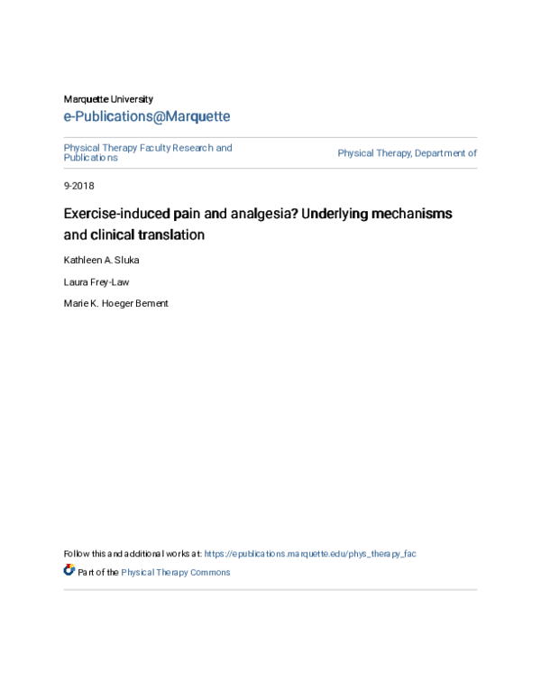 (PDF) Exercise-induced pain and analgesia? Underlying mechanisms and ...
