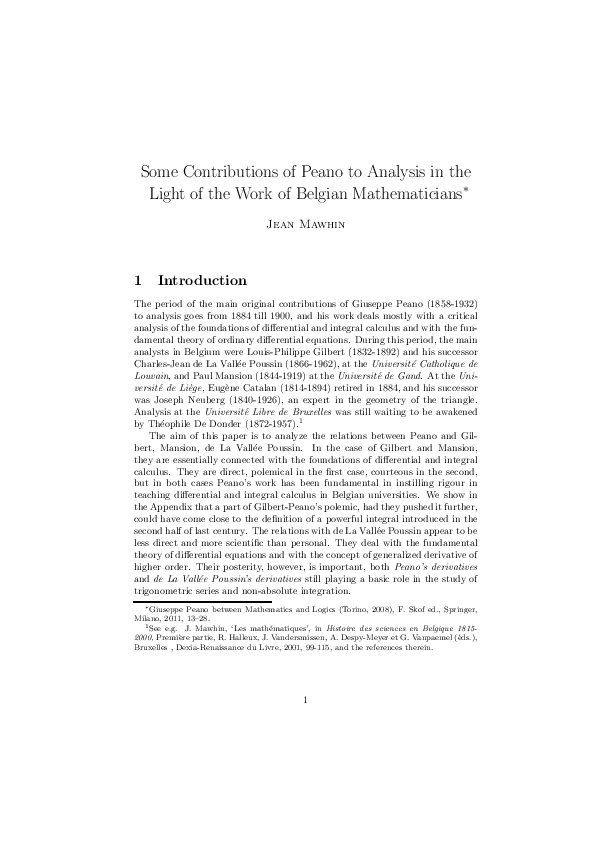 (PDF) Some Contributions of Peano to Analysis in the Light of the Work ...
