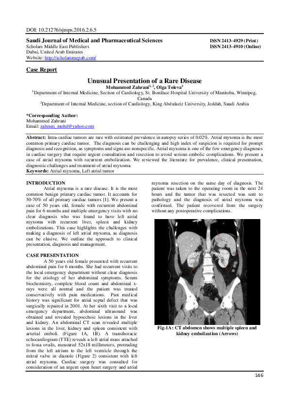 (PDF) Unusual Presentation of a Rare Disease