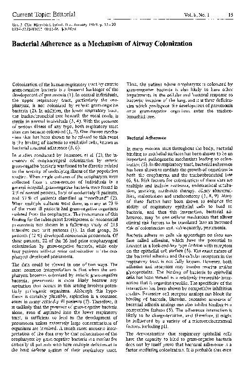(PDF) Bacterial adherence as a mechanism of airway colonization ...