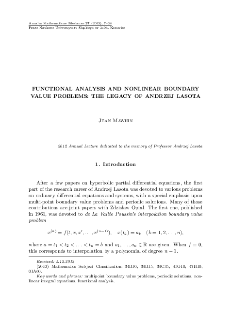 Pdf Lasotas Legacy In Functional Analysis