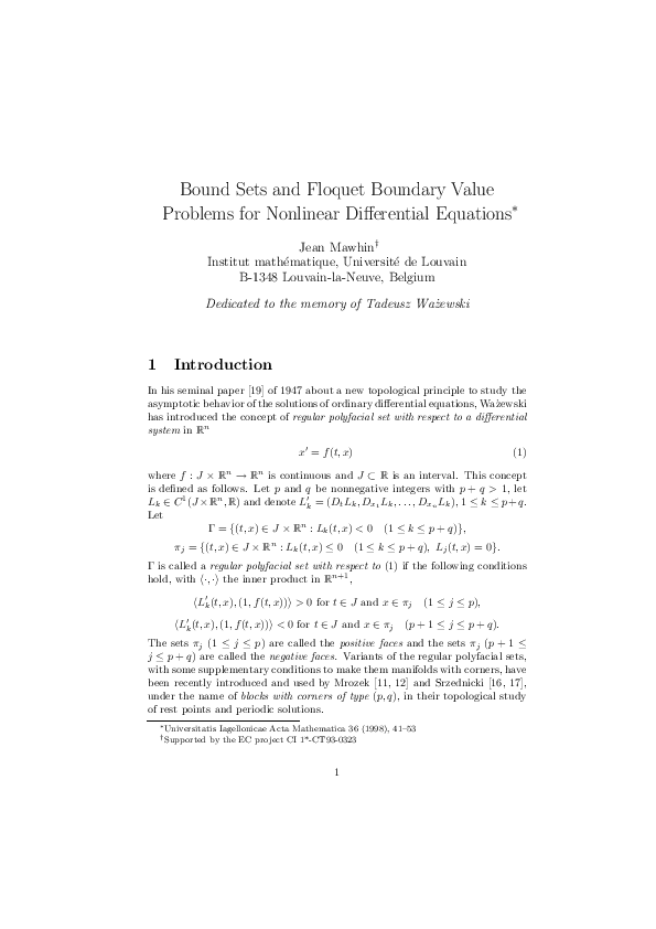 Pdf Bound Sets And Floquet Boundary Value Problems For Nonlinear