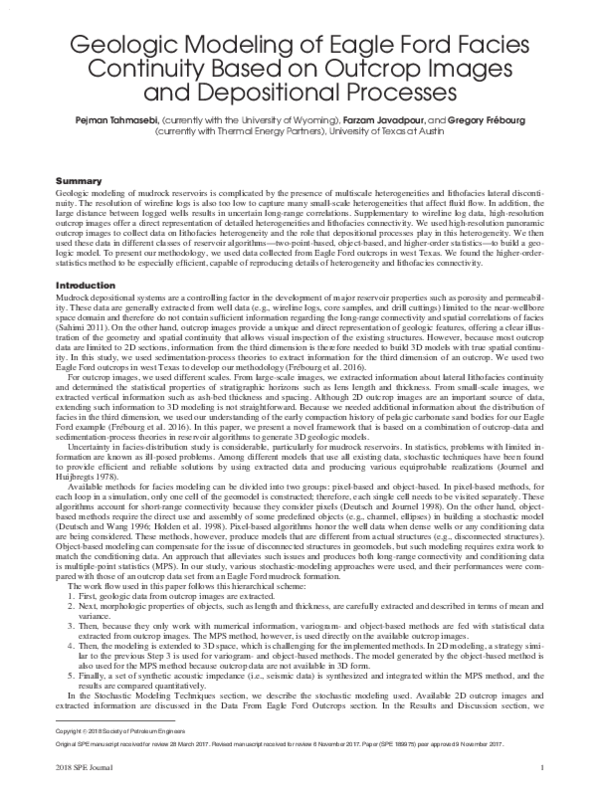 (PDF) Geologic Modeling of Eagle Ford Facies Continuity Based on ...