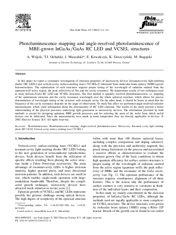 (PDF) Photoluminescence mapping and angle-resolved photoluminescence of ...