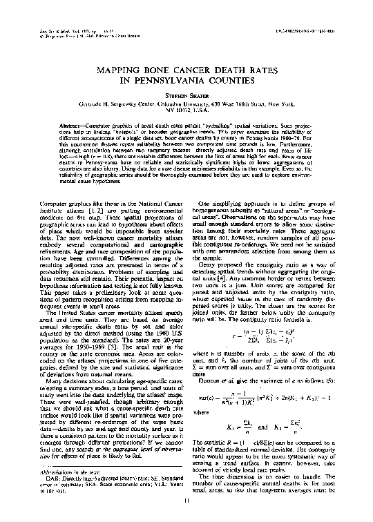 (PDF) Mapping bone cancer death rates in Pennsylvania counties ...