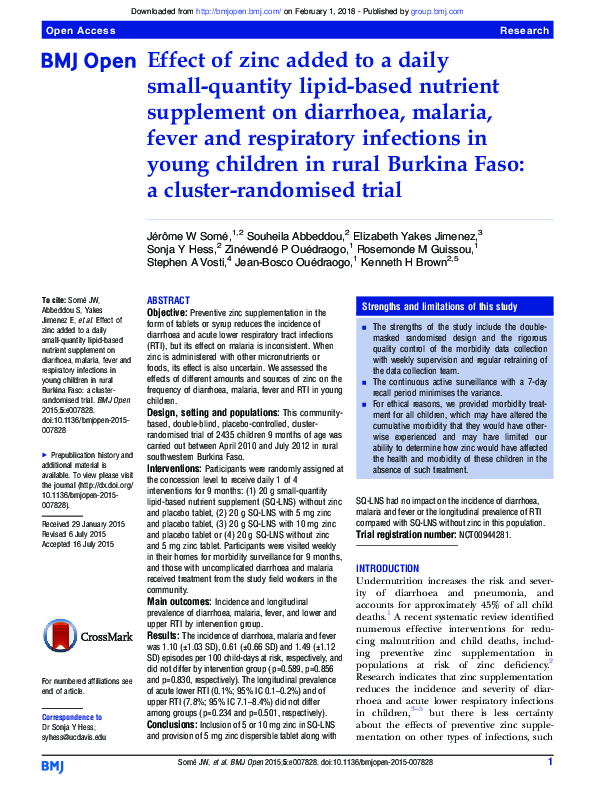 (PDF) Effect of zinc added to a daily small-quantity lipid-based ...
