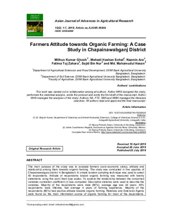 (PDF) Farmers Attitude towards Organic Farming: A Case Study in ...