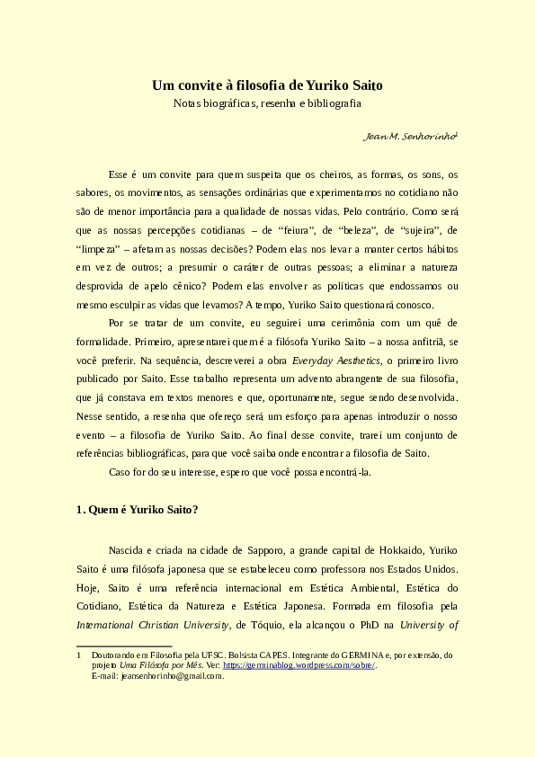 (PDF) Um convite à filosofia de Yuriko Saito