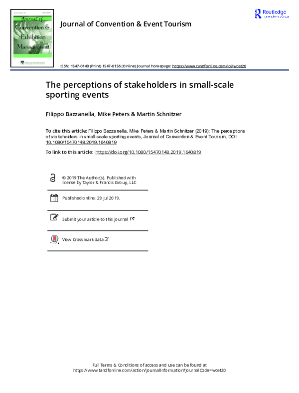 (PDF) The perceptions of stakeholders in small-scale sporting events
