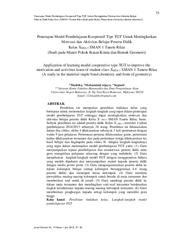 (PDF) Penerapan Model Pembelajaran Kooperatif Tipe TGT Untuk Meningkatkan Motivasi dan Aktivitas ...