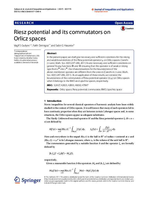 Pdf Bounding Riesz Potential Operators On Orlicz Spaces