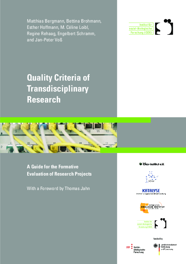 (PDF) Quality Criteria of Transdisciplinary Research