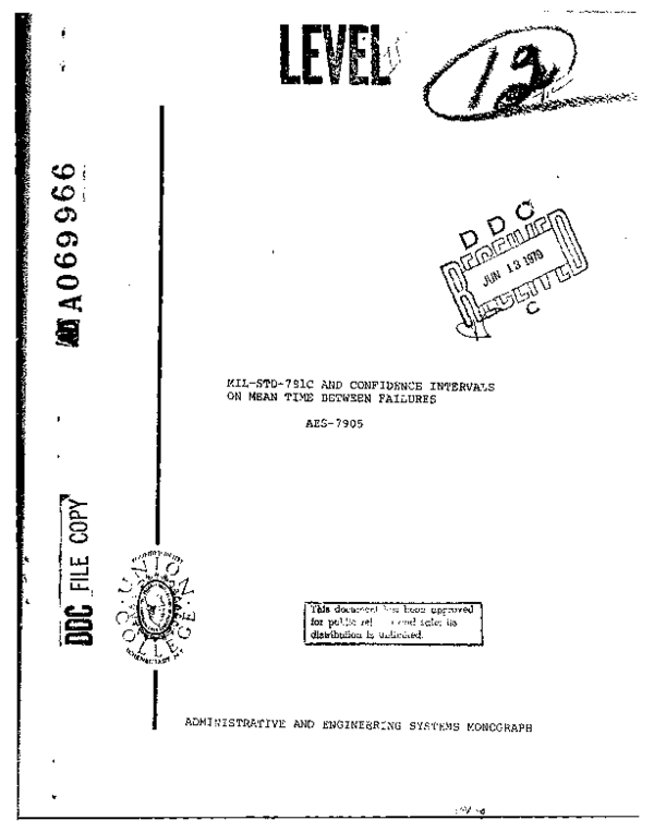 (PDF) MIL-STD-781C and Confidence Intervals on Mean Time between Failures