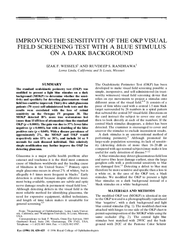 (PDF) Improving the sensitivity of the OKP visual field screening test ...