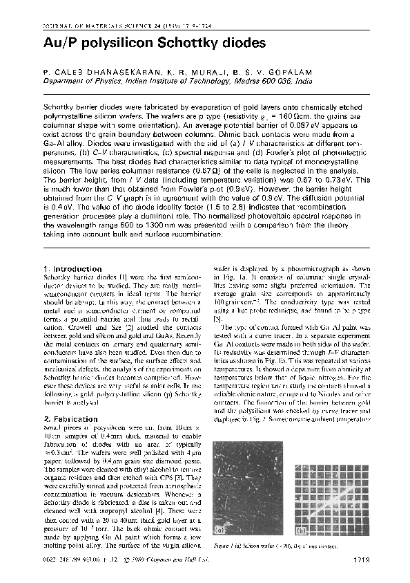 (PDF) Au/P polysilicon Schottky diodes